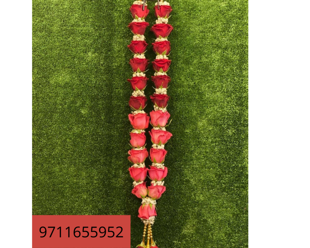 Red Rose Varmala with White Baby Breath Flowers - Florist Chain - Near ...